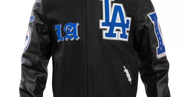 Los Angeles Dodgers Old English Black Wool Varsity Jacket