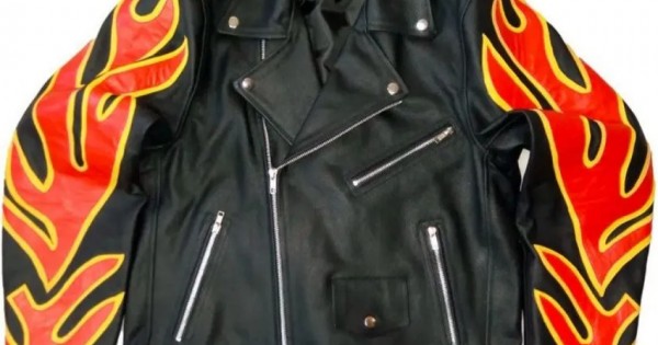 Men’s Fire Flames Motorcycle Leather Jacket