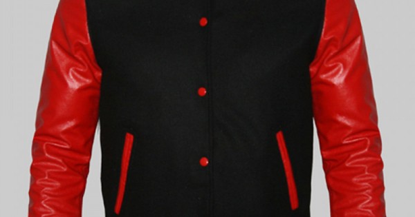Men's College Varsity Red and Black Jacket