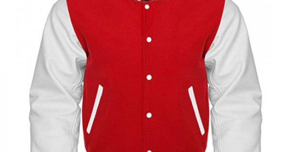 Men's Red and White College Bomber Jacket