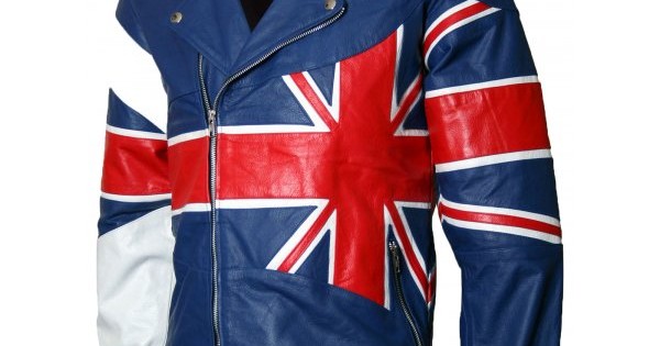 Union Jack Flag Leather Jacket for Men