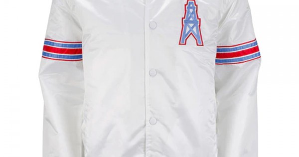 White Houston Oilers Retro Satin Jacket