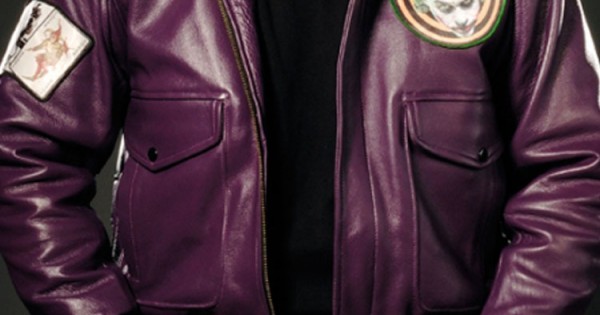Batman Joker Goon Bomber Purple Leather Jacket - BJG-45