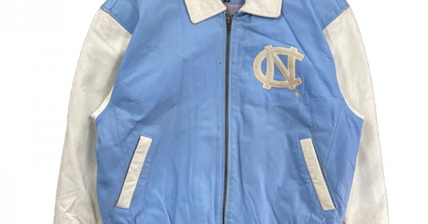 North Carolina Light Blue and White Varsity Leather Jacket