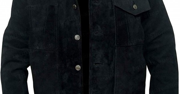 Men's Rip Cowboy Black Suede Leather Jacket - RCB-20